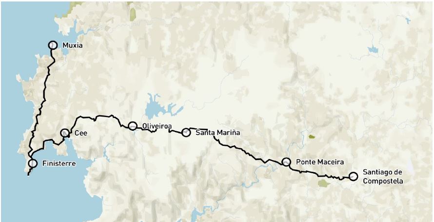 The Santiago de Compostela to Finisterre & Muxia Way ...